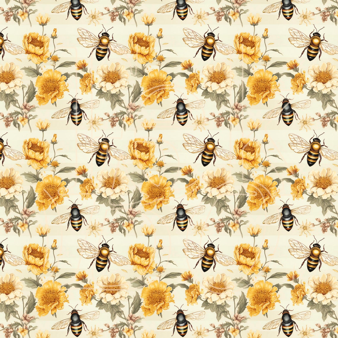 Bee Seamless Patterns, Honey Bee Digital Paper, Black and Gold Bee ...