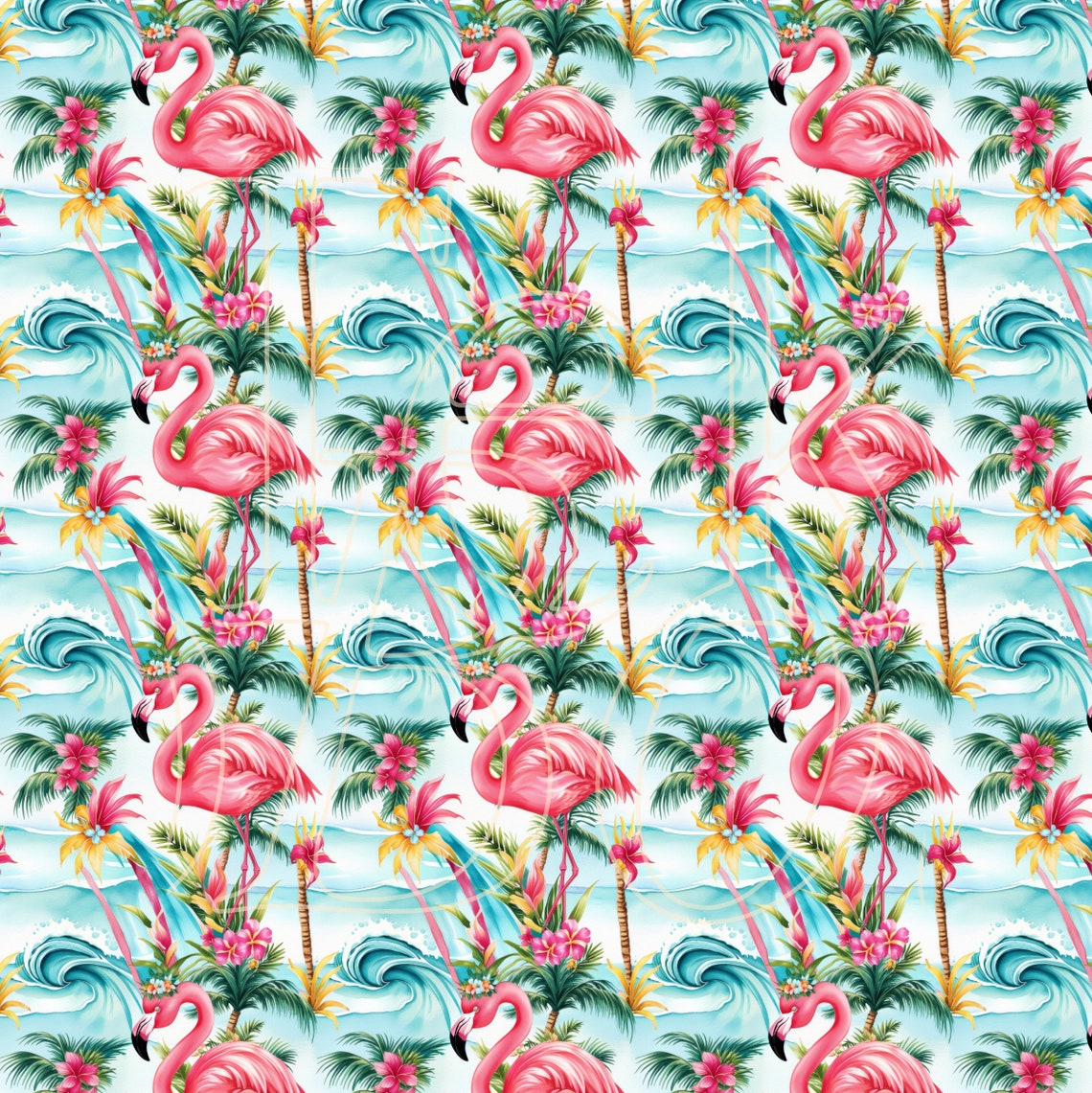 Pink Flamingo Digital Paper Preppy Tropical Flamingo Baby Shower ...
