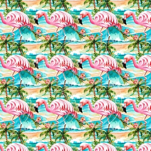 Pink Flamingo Digital Paper Preppy Tropical Flamingo Baby Shower ...