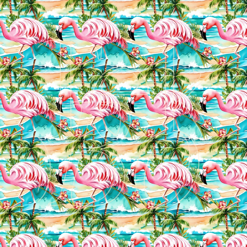 Pink Flamingo Digital Paper Preppy Tropical Flamingo Baby Shower ...