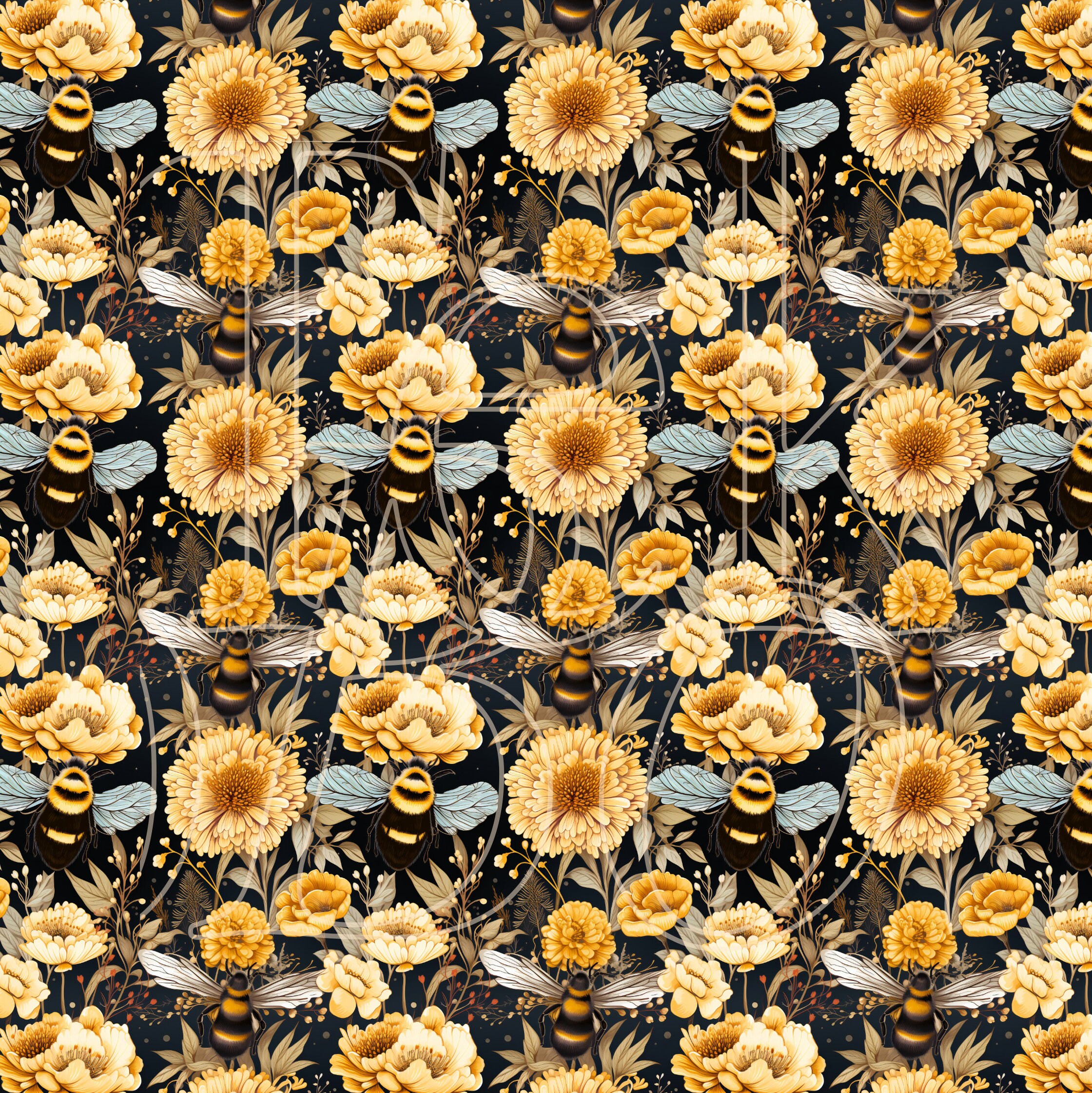 Bee Seamless Patterns, Honey Bee Digital Paper, Black and Gold Bee ...