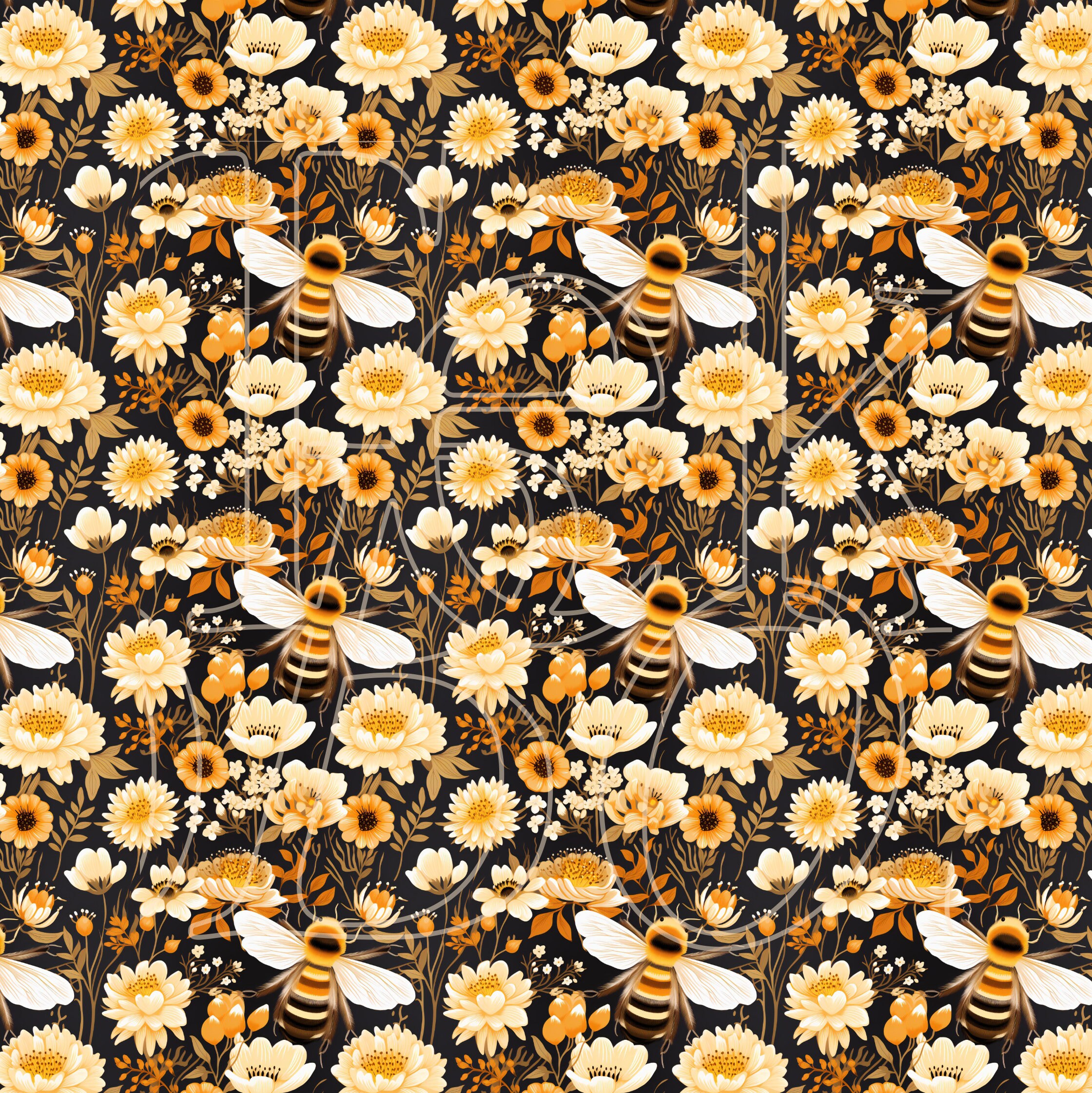 Bee Seamless Patterns, Honey Bee Digital Paper, Black and Gold Bee ...