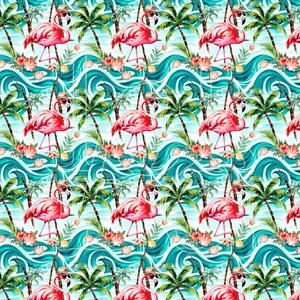 Pink Flamingo Digital Paper Preppy Tropical Flamingo Baby Shower ...