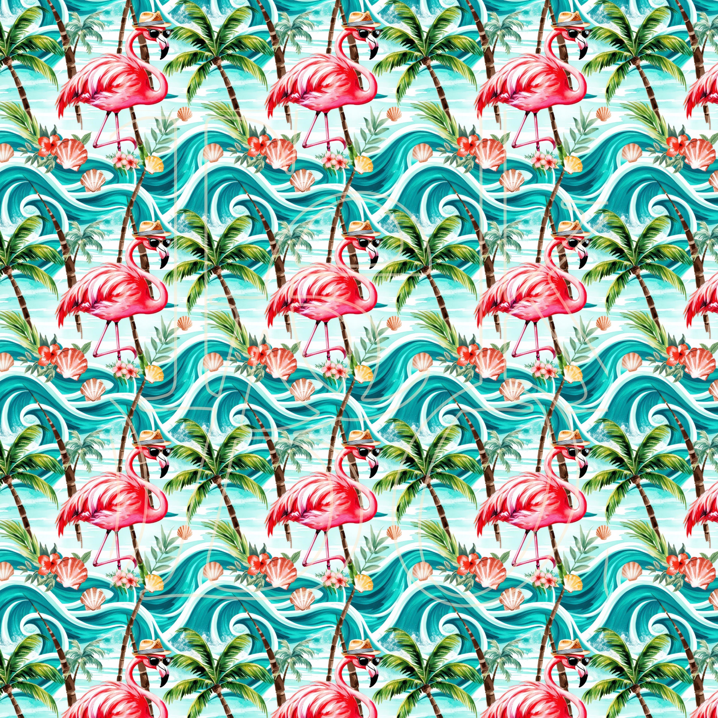 Pink Flamingo Digital Paper Preppy Tropical Flamingo Baby Shower ...