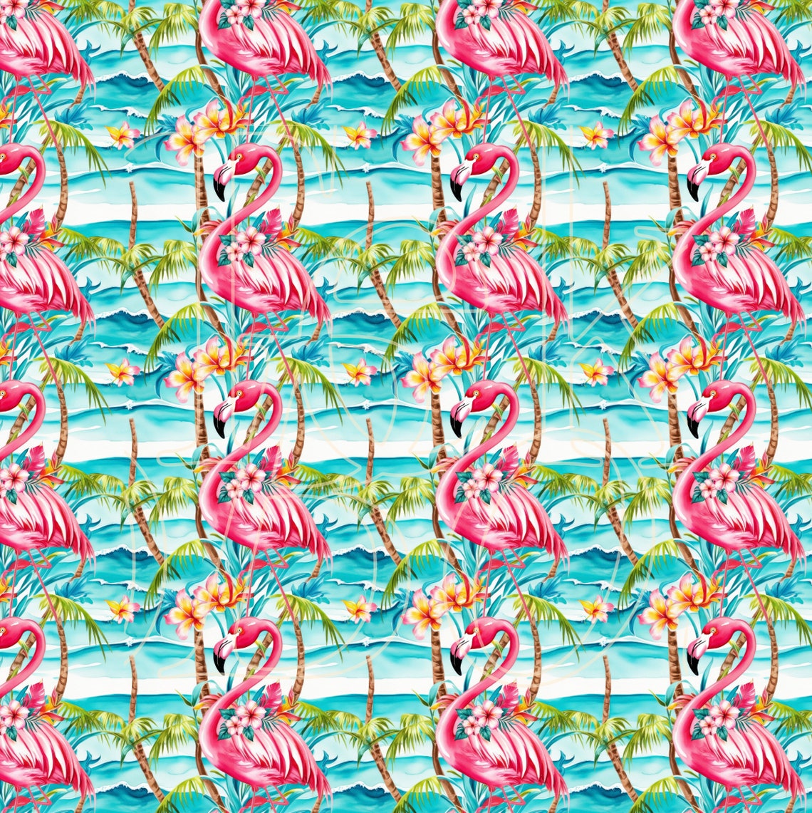 Pink Flamingo Digital Paper Preppy Tropical Flamingo Baby Shower ...