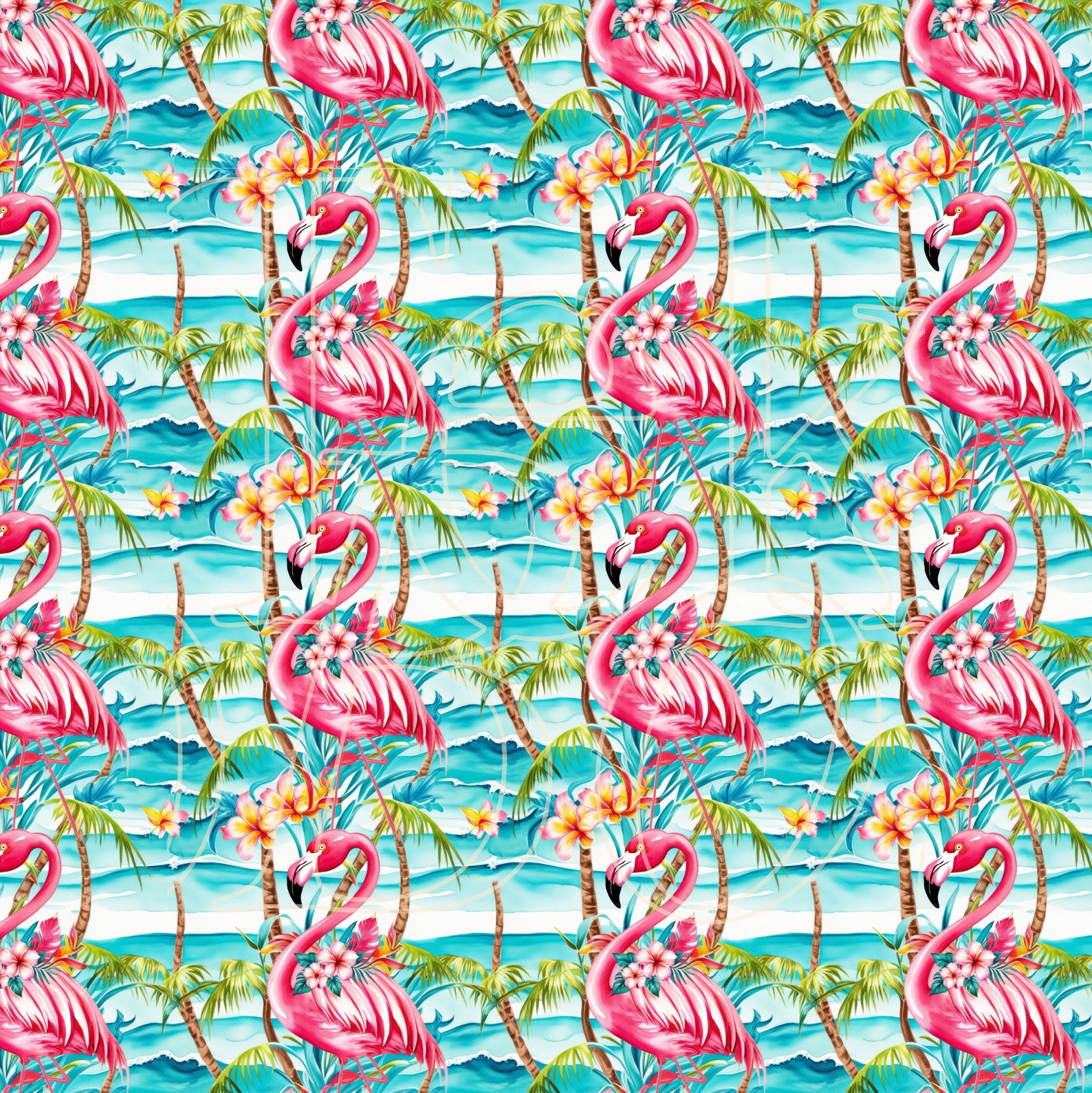 Pink Flamingo Digital Paper Preppy Tropical Flamingo Baby Shower ...