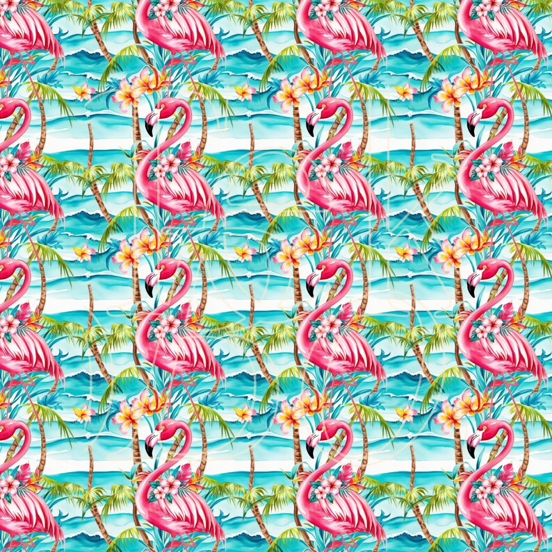 Pink Flamingo Digital Paper Preppy Tropical Flamingo Baby Shower ...