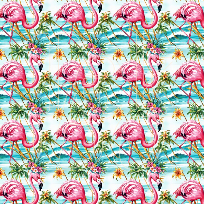 Pink Flamingo Digital Paper Preppy Tropical Flamingo Baby Shower ...