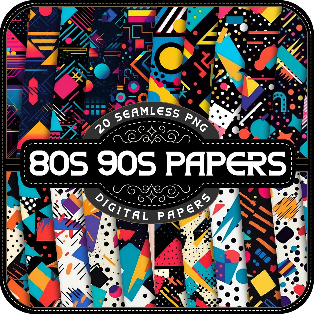 80s Seamless Patterns, 80s Background, 80's/90's Digital Paper ...