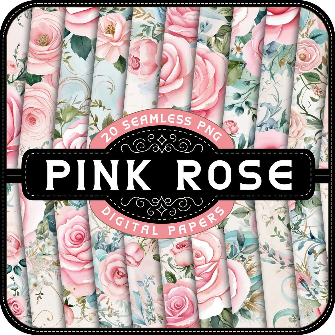 Rose Digital Papers Pink Watercolor Floral Designs for Wedding ...