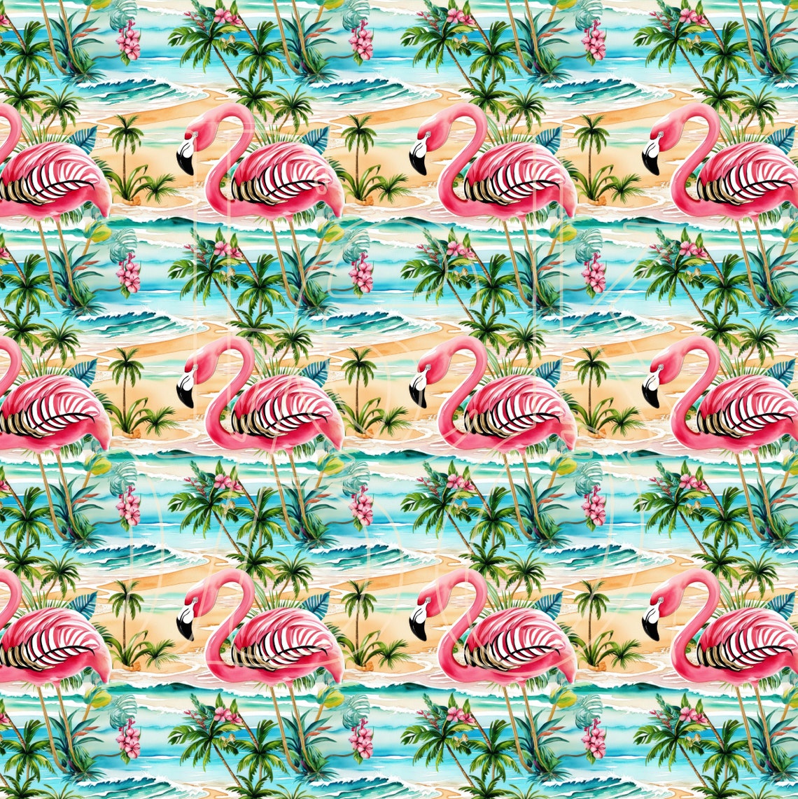 Pink Flamingo Digital Paper Preppy Tropical Flamingo Baby Shower ...