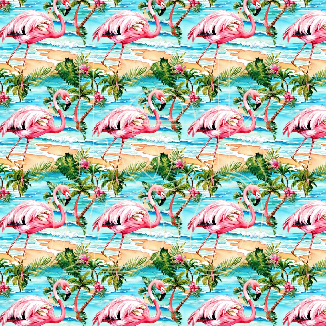 Pink Flamingo Digital Paper Preppy Tropical Flamingo Baby Shower ...
