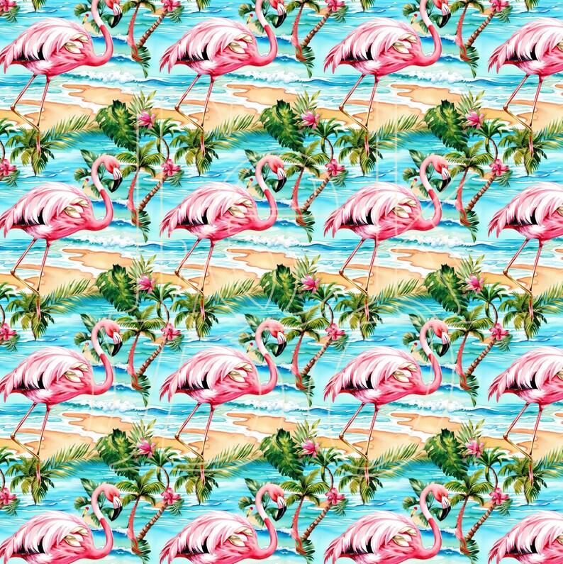 Pink Flamingo Digital Paper Preppy Tropical Flamingo Baby Shower ...