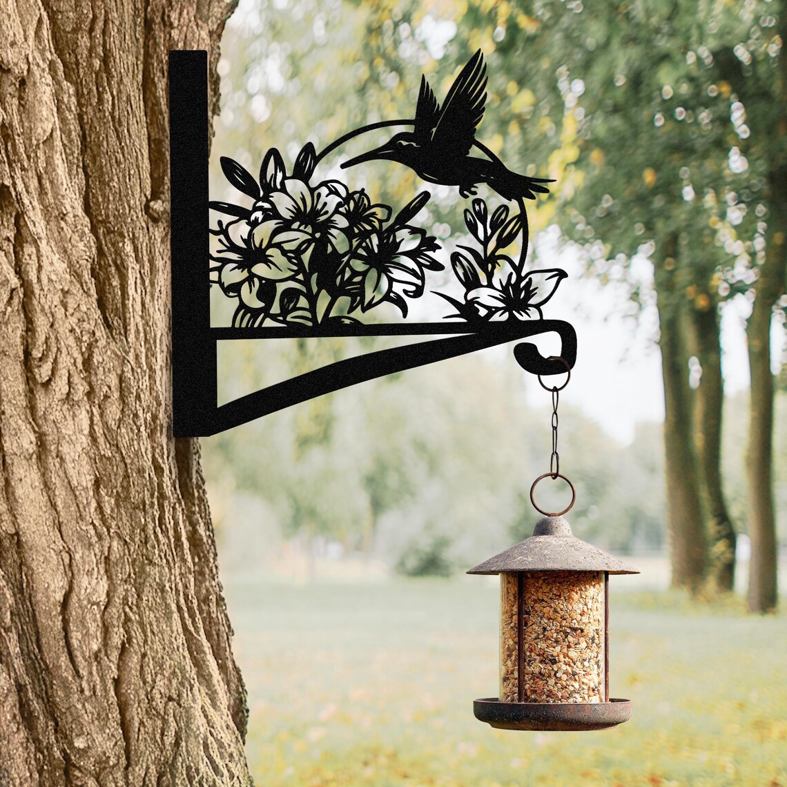 Hummingbird Wall Hanger, Flower Bird Hanging Plant Bracket, Hooks for ...