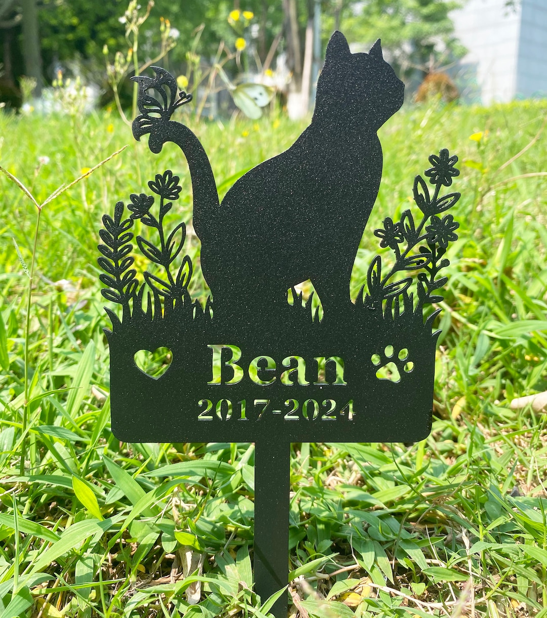 Custom Pet Metal Garden Decor, Personalised Cat With Stakes Garden Sign ...
