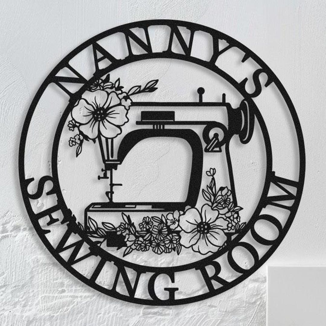 Personalised Metal Sewing Room Sign With Flower, Custom Quilting Sign ...