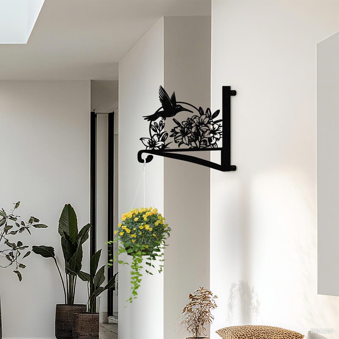 Hummingbird Wall Hanger, Flower Bird Hanging Plant Bracket, Hooks for ...