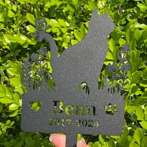 Custom Pet Metal Garden Decor, Personalised Cat With Stakes Garden Sign ...