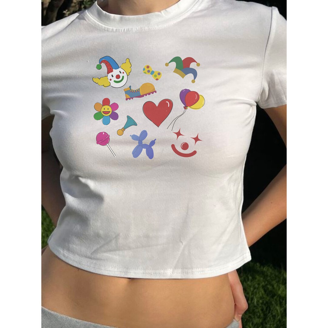 Clowncore Shirt Collage Baby Tee 90s Nostalgia Mcdonald's Snug Fit ...