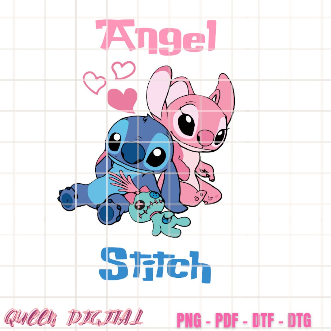 Stitch and Angel PNG, Stitch PNG, Stitch Couple Svg, Png, Stitch Love ...