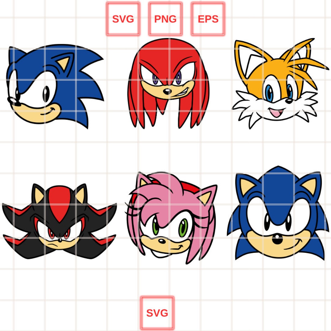 Sonic the Hedgehog Bundle Svg, Sonic Face Svg, Sonic Head Svg, Layered ...