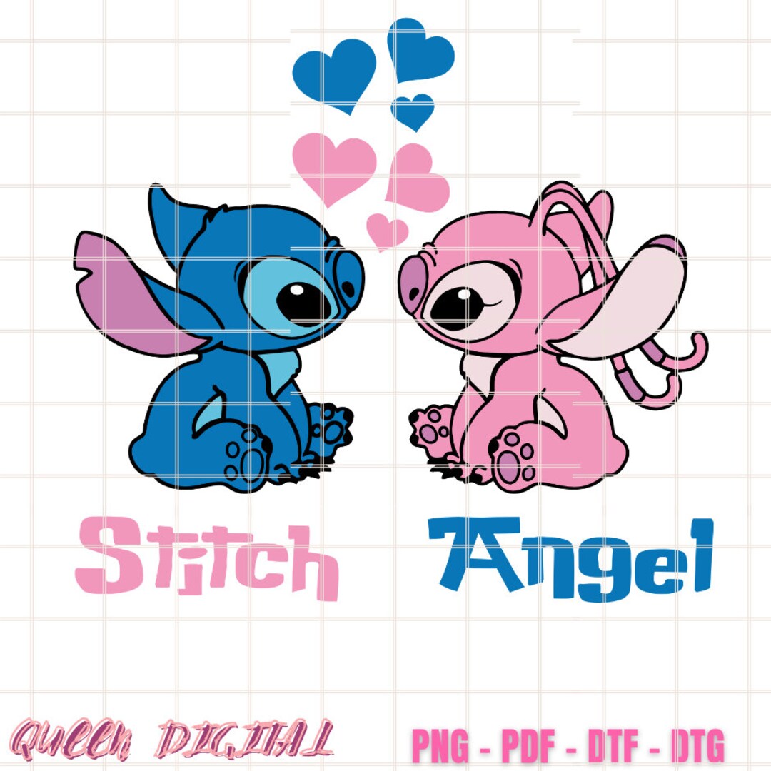 Stitch and Angel PNG, Stitch PNG, Stitch Couple Svg, Png, Stitch Love ...