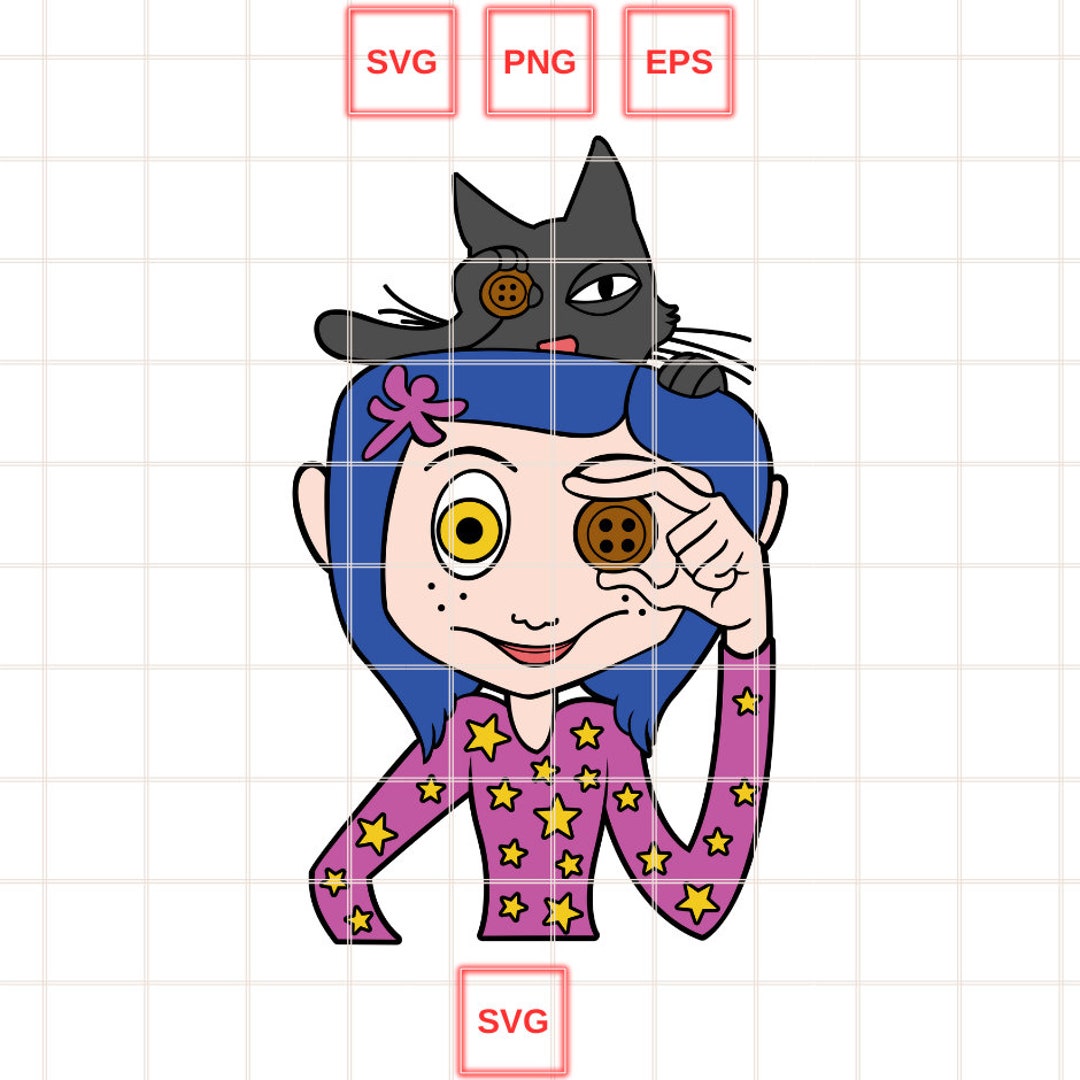 Coraline With Cat Svg, Coraline Button Eyes Svg, Halloween Svg, Horror ...