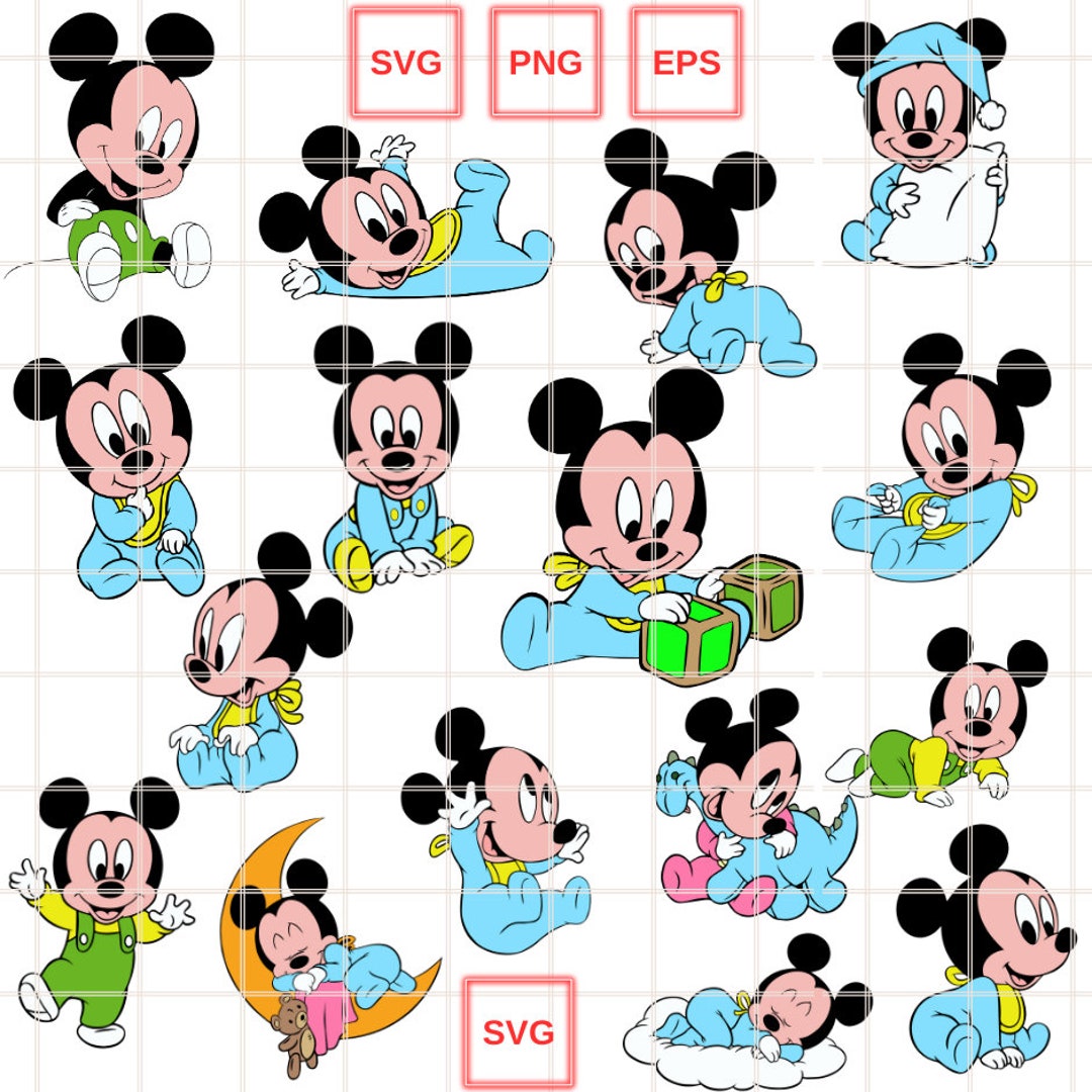 Baby Mouse Svg, Baby Mickey Mouse Svg, Baby Minnie and Mickey Party Svg ...