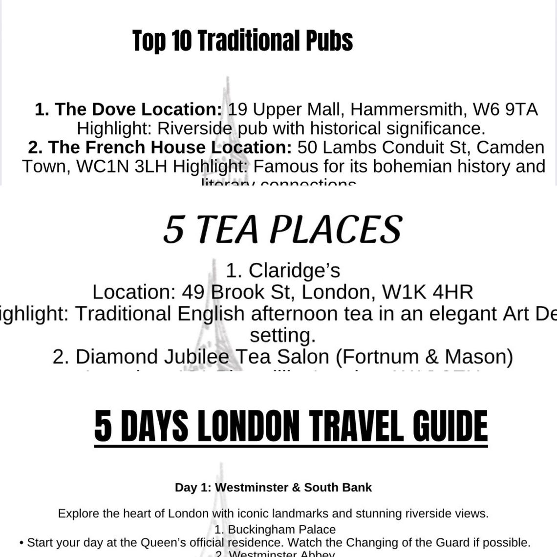 London 5-day Itinerary | City Guide, Hidden Gems & Iconic Sights PDF - Etsy
