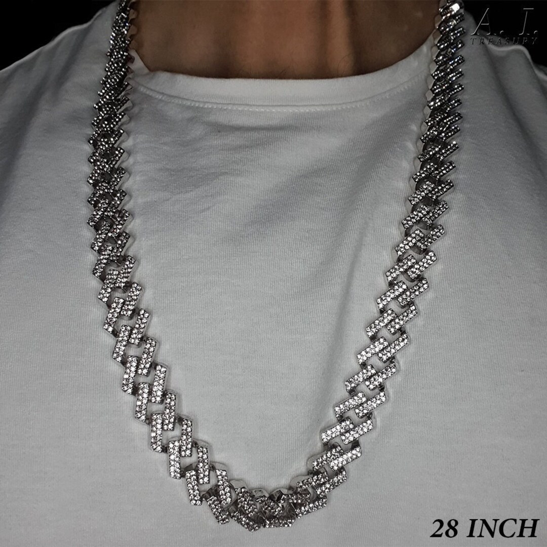 14MM Iced Diamond Prong Cuban Link Chain Miami Ice Cubic Zirconia ...