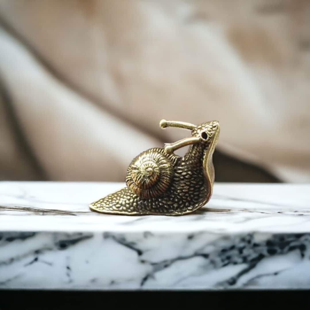 Handcrafted Brass Snail Figurine Vintage Inspired Home Decor Quirky ...