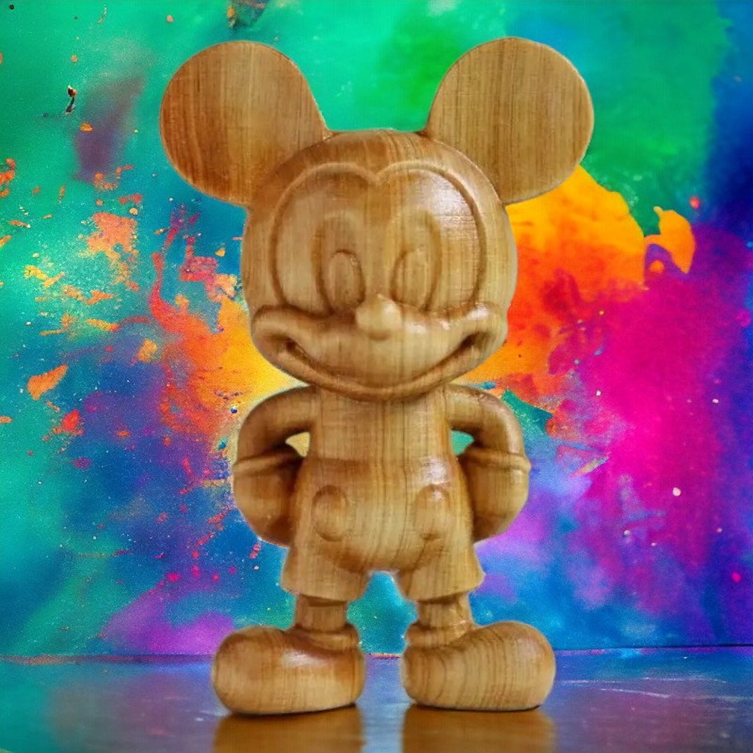 Handcrafted Rustic Wooden Mickey Mouse Miniature Decor -vintage ...