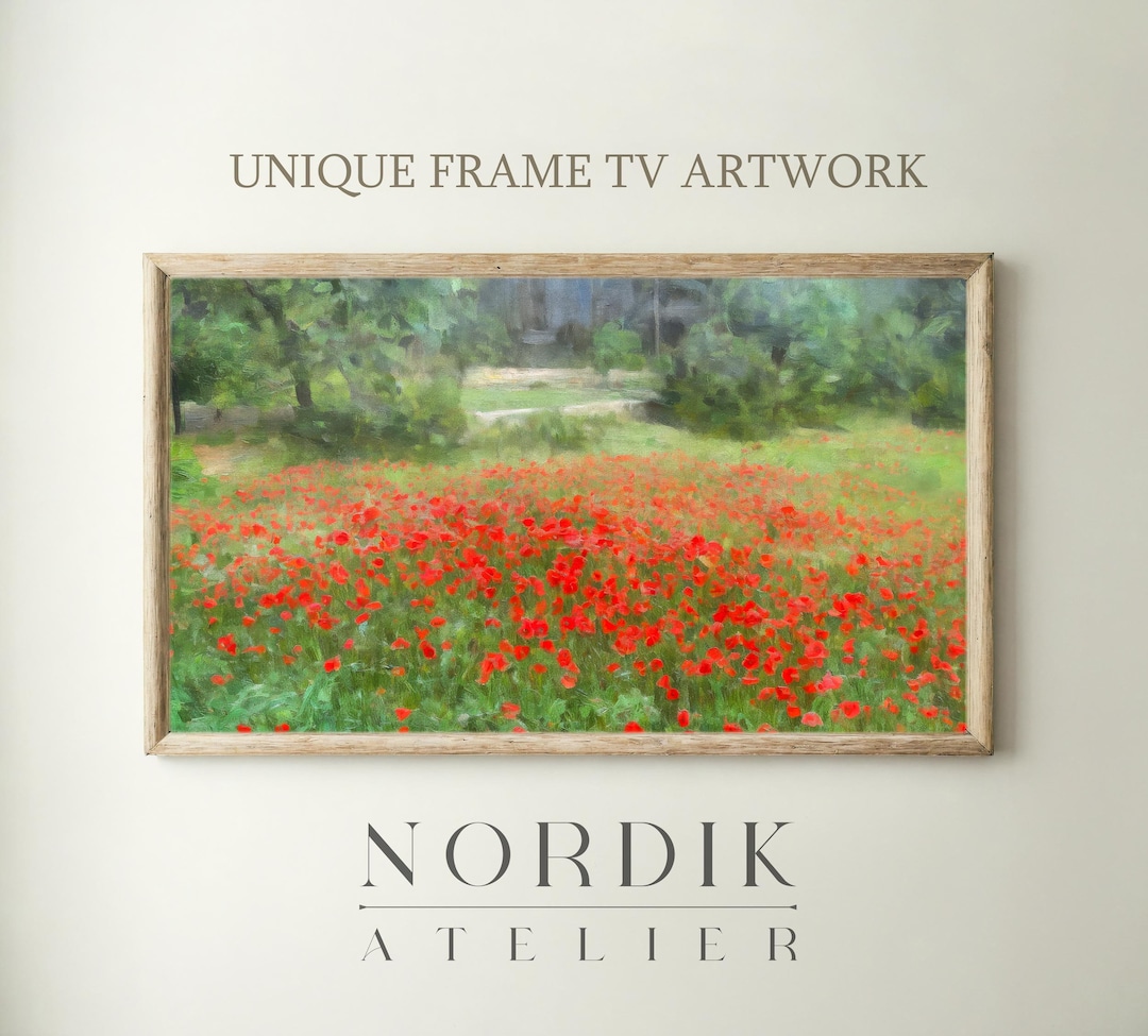 Poppy Field Art TV Frame Elegant Digital Art for Living Room Modern ...