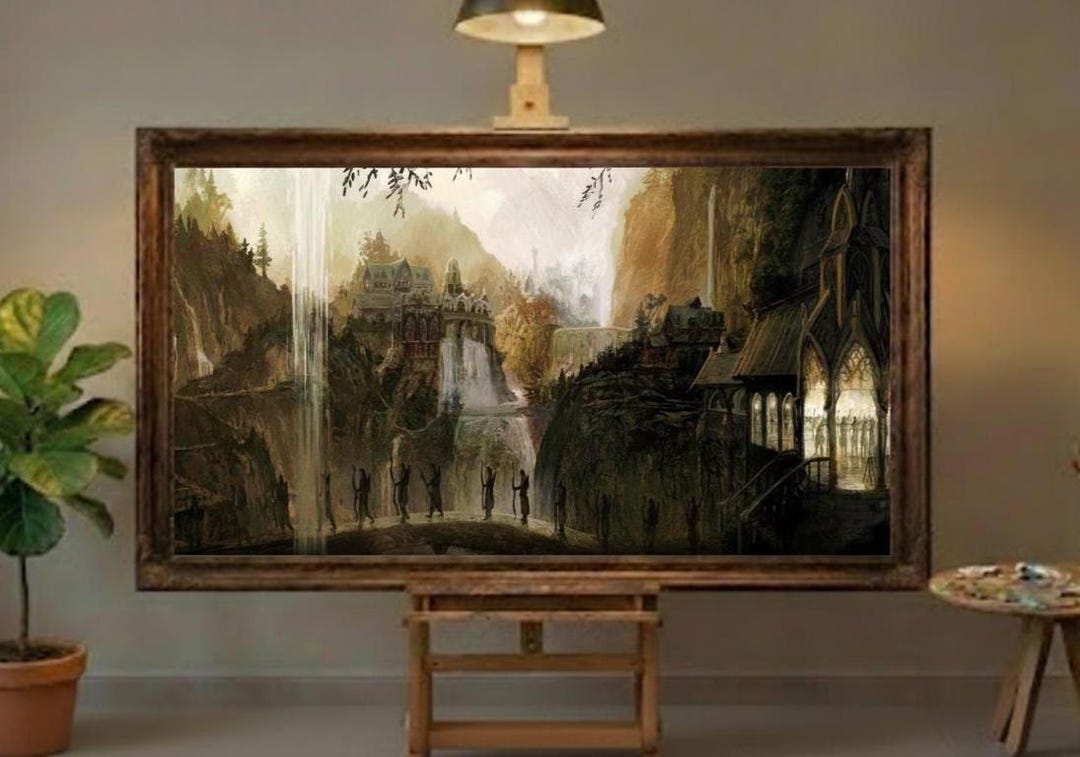 Rivendell the Valley of Imladris Sunset Handmade Oil Painting - the ...