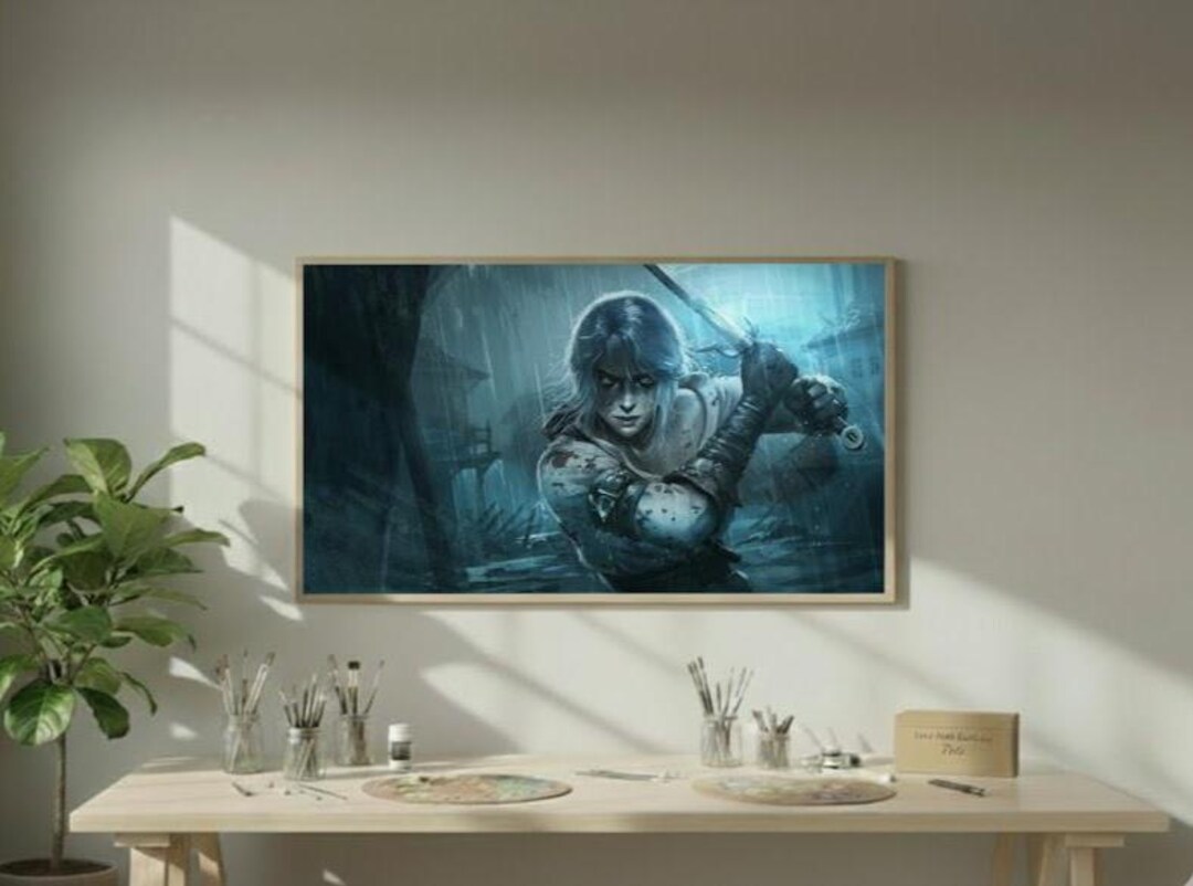 Ciri in the Rain Battle Portrait - the Witcher 3 Fan Art Oil Painting ...