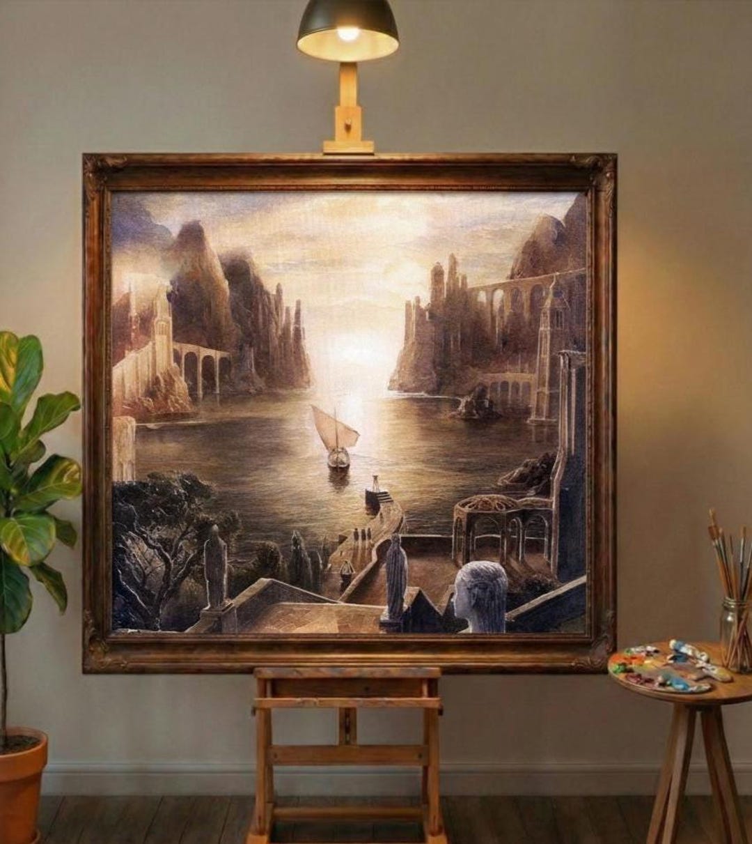 Mithlond the Gray Havens Elven Voyage Handmade Oil Painting - the Last ...