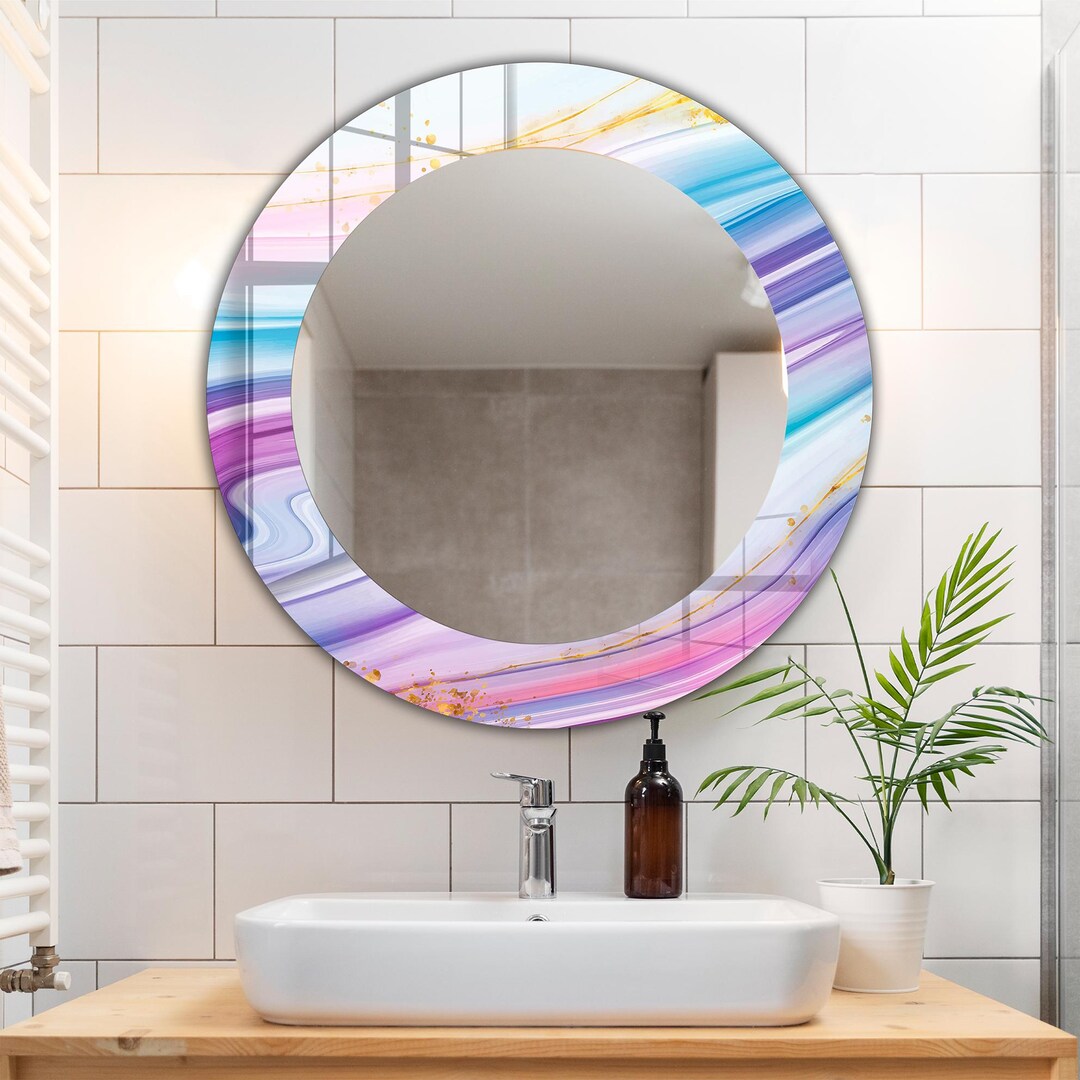 Pastel Abstract Tempered Glass Mirror: Colorful Wall Decor - Etsy