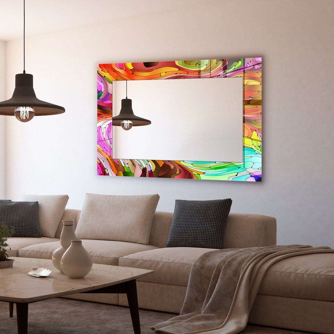 Vibrant Pop Colored Theme Mirror Wall Decor for Living Room, Bedroom ...