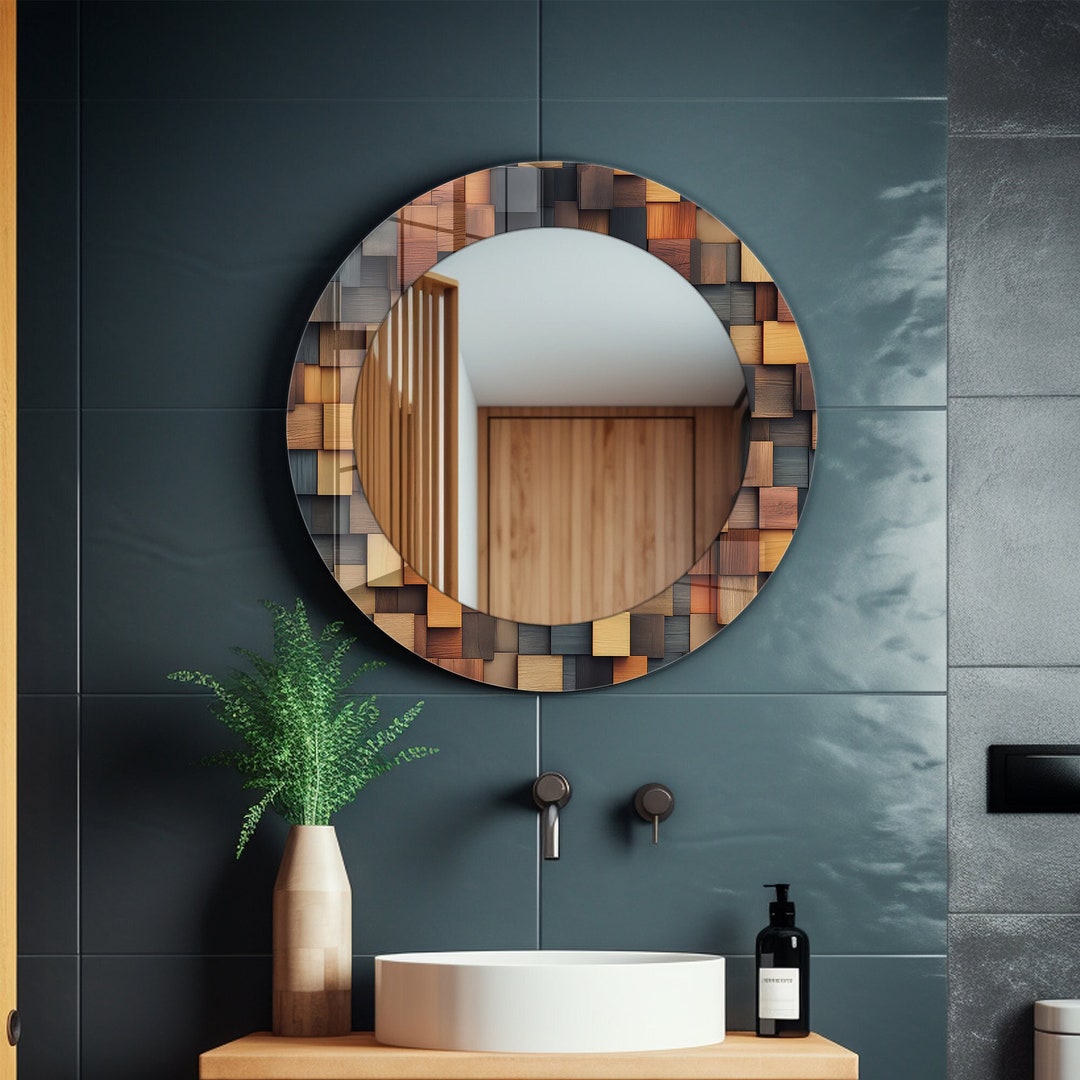 Round Mirror Wall Decor for Bathroom, Glass Wall Decor for Entryway ...