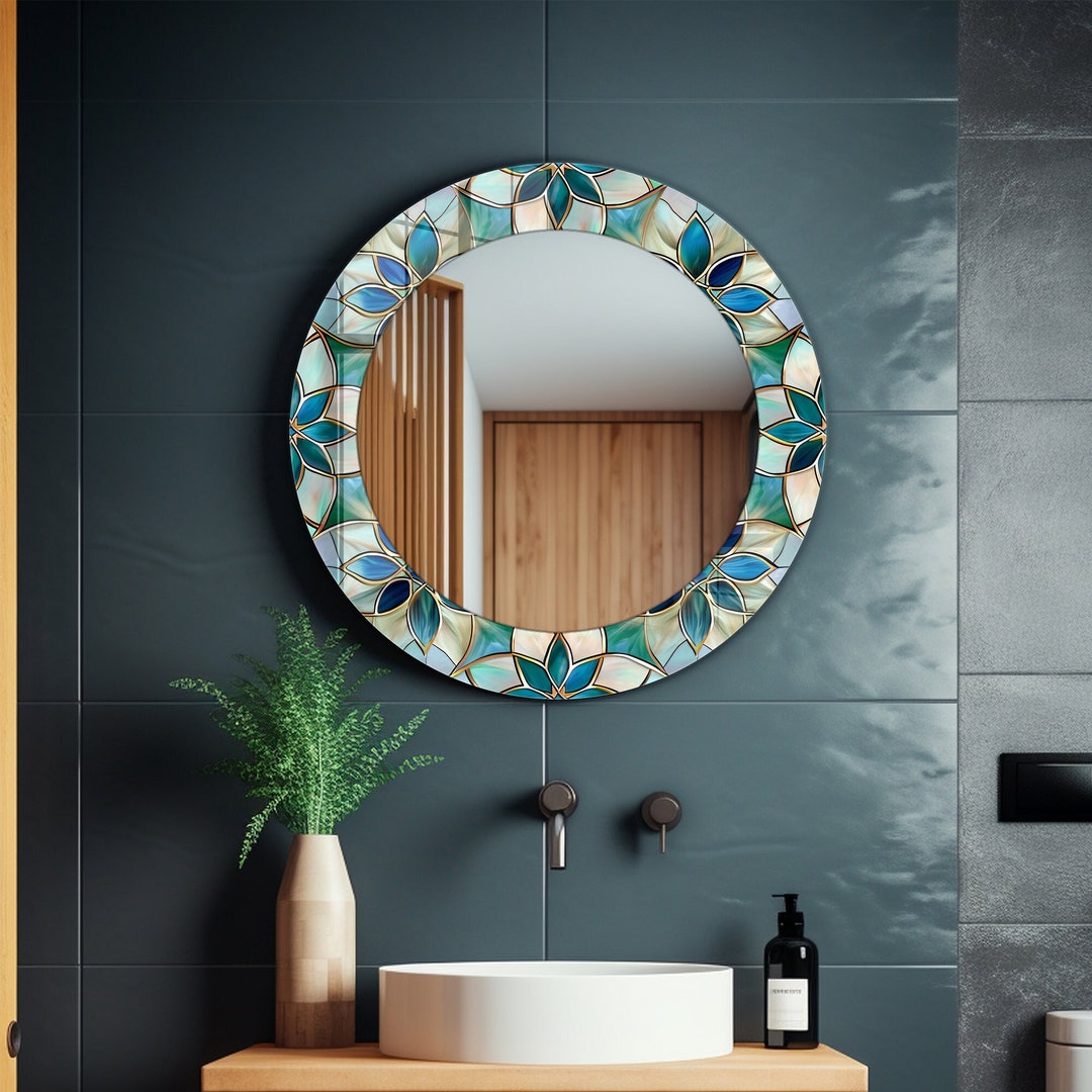 Round Mirror Wall Decor for Bathroom, Glass Wall Decor for Entryway ...