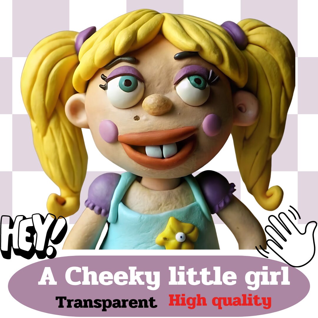 Buy 60 A Cheek Girls Clipart: Cute Cartoon , Clay Style, Digital Art ...