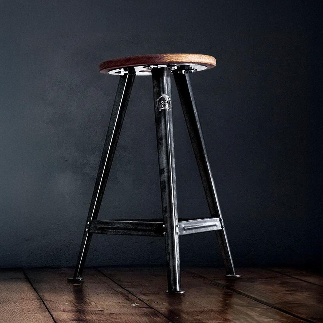 Vintage Steel Stool, 65 Cm Bar Stool, Industrial Stool Made of Steel ...