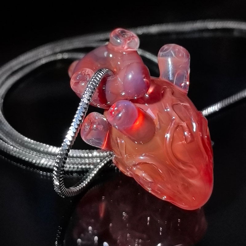 Glass Heart Pendant - Etsy