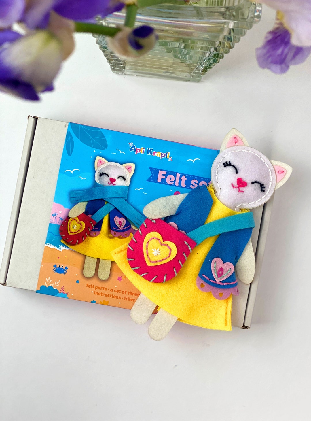 Felt Cat Sewing Kit, Animals Craft Kit, Fine Motor Activity for Kids ...