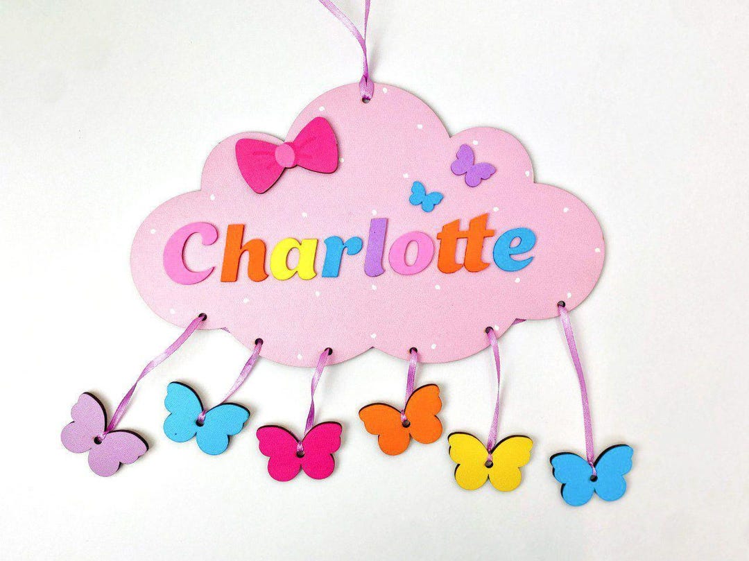 Pink Name Sign for Nursery, Custom Baby Name Wall Decor, Kids Room Wall ...
