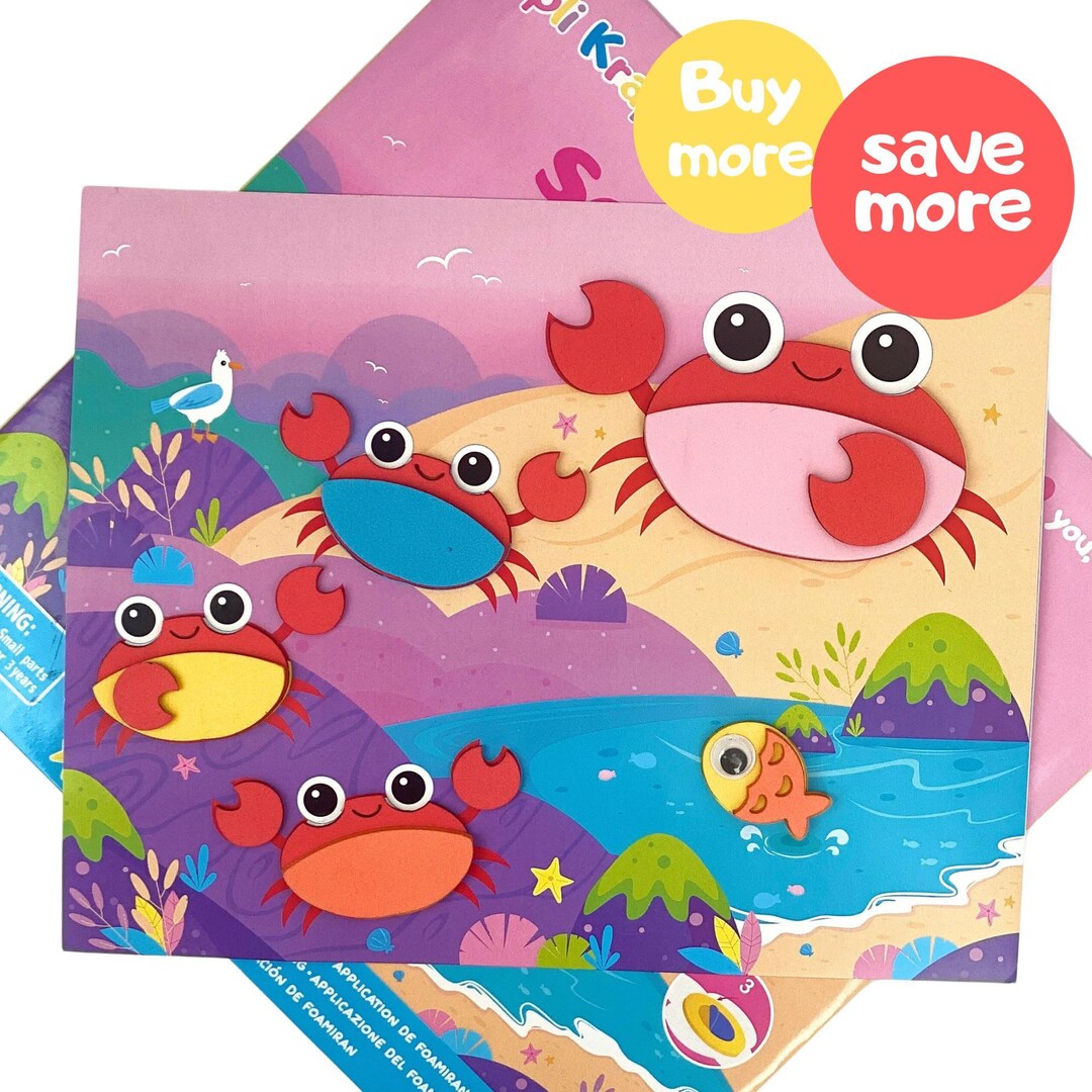 Foam Craft Kit for Kids, Ocean Animal Craft Activity, DIY Crab Picture ...