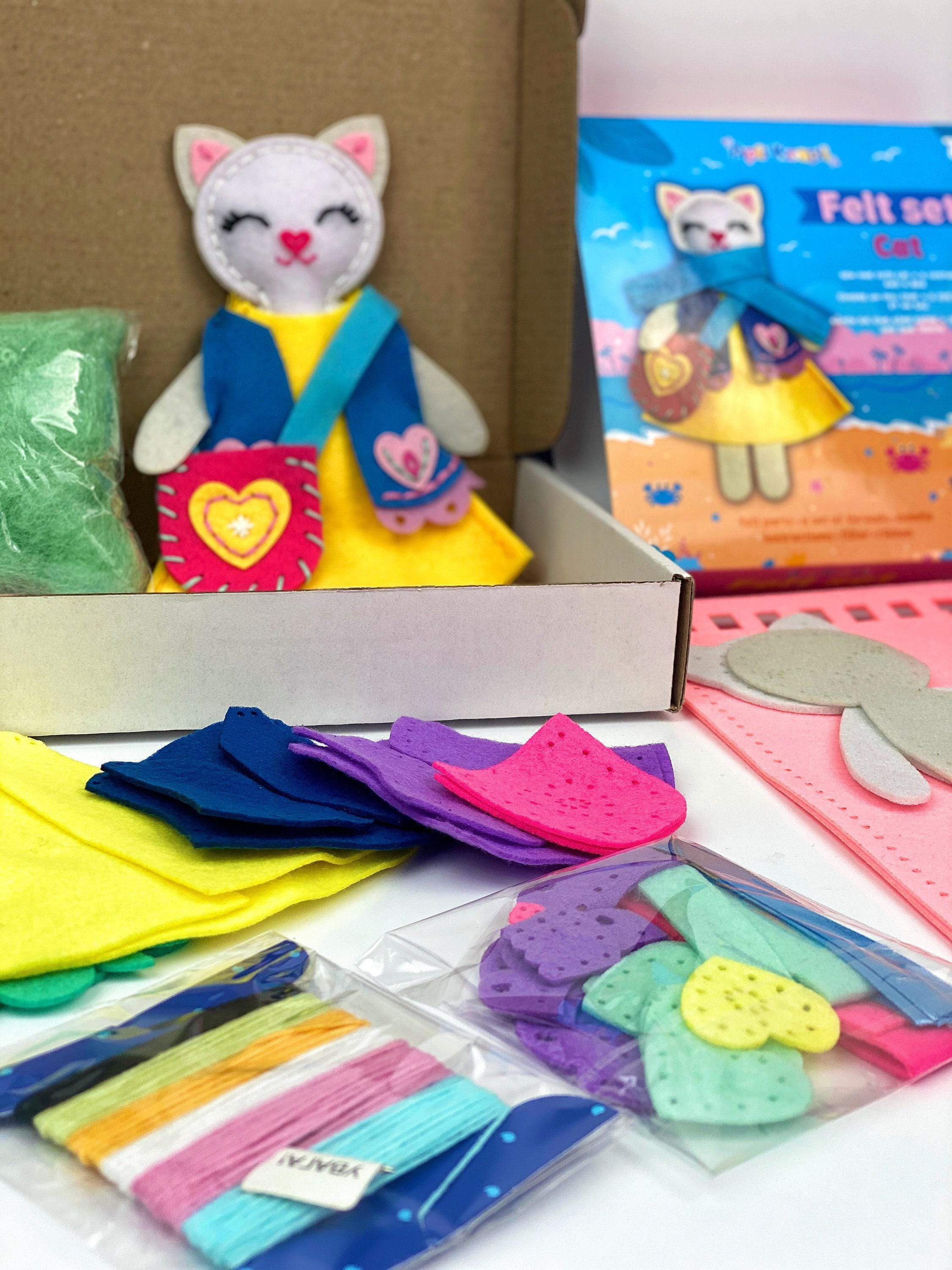 Felt Cat Sewing Kit, Animals Craft Kit, Fine Motor Activity for Kids ...
