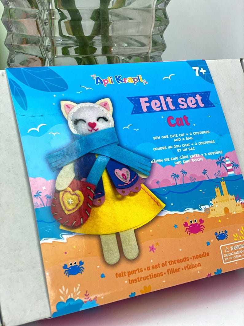 Felt Cat Sewing Kit, Animals Craft Kit, Fine Motor Activity for Kids ...