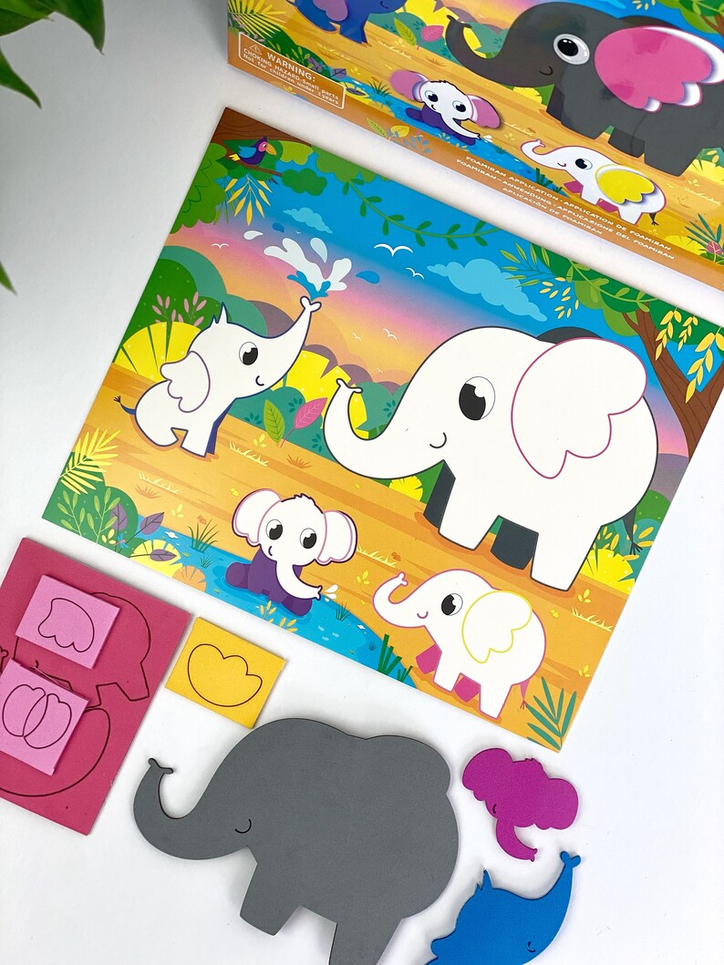 Elephants Craft Kit, Sticker Activity for Kids, Indoor Activity for ...