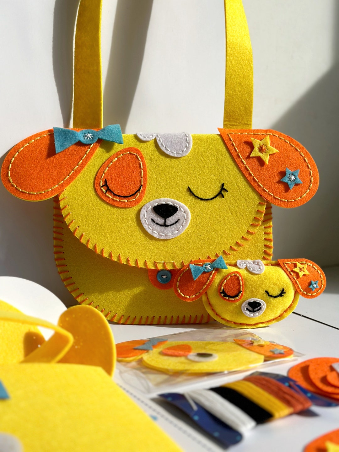 DIY Handbag for Kids, Cute Felt Craft Kit, Kids Sewing Project Dog ...